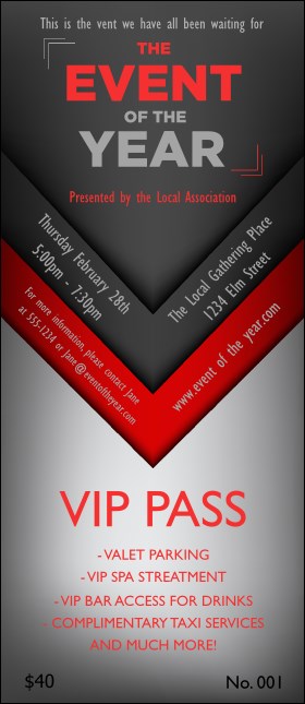Red and Silver VIP Pass Template | Eventgroove