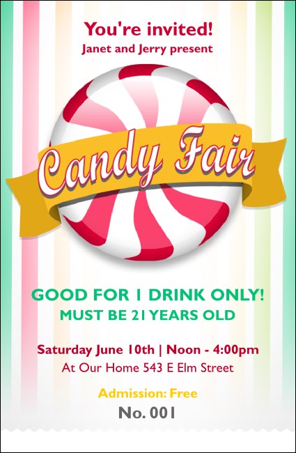 Candy Drink Ticket Template | Eventgroove