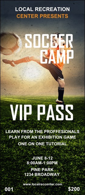 Soccer Camp VIP Pass Template | Eventgroove