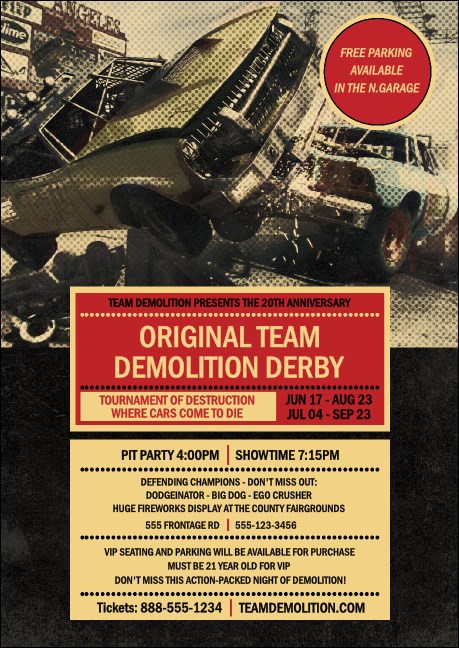 Demolition Derby Postcard Mailer