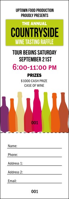 Funky Bottles Raffle Ticket