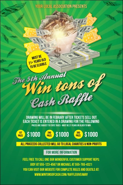 Cash Raffle Green Poster Template | Eventgroove