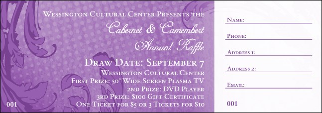 Classic Purple Raffle Ticket Template | Eventgroove