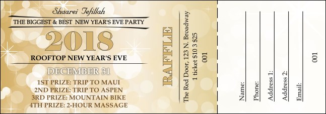 Gold Glitter Raffle Ticket Template | Eventgroove