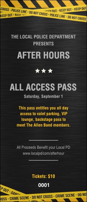 Police Caution Tape VIP Pass Template | Eventgroove