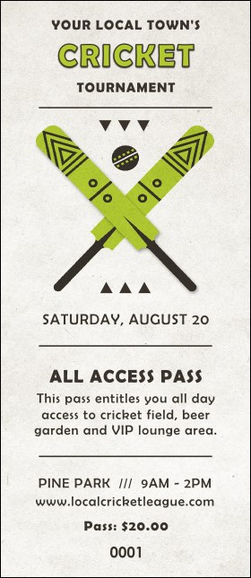 Cricket VIP Pass Template | Eventgroove