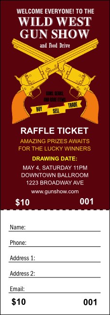 Gun Show raffle ticket template to customize