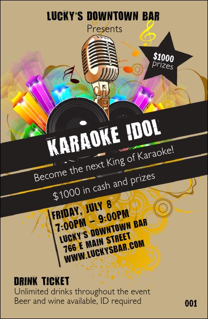 Karaoke Drink Ticket Template | Eventgroove