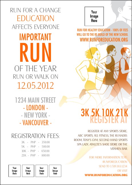 Run for a Cause Orange Club Flyer Template | Eventgroove