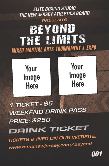 MMA Main Event Brown Drink Ticket Template | Eventgroove